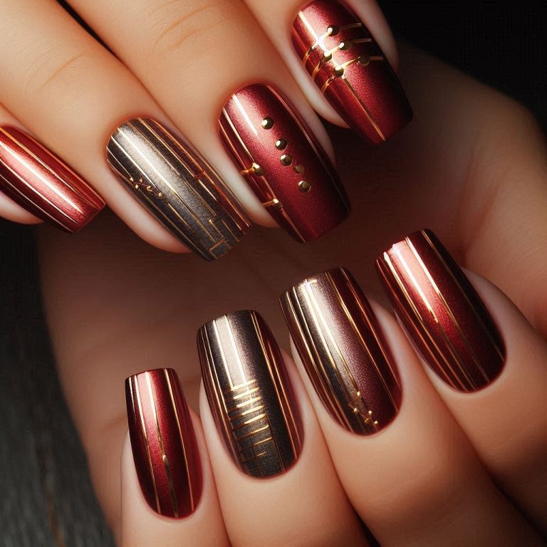 20+ Stunning Red and Gold Nail Designs That Will Make You Shine 💅